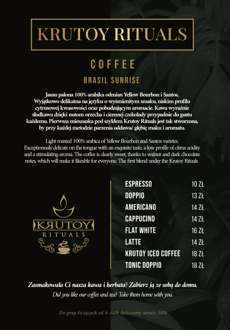 Menu Warszawa – Krutoy Lounge